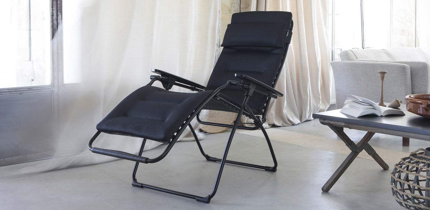 reclining chair futura xl air comfort acier tubing black | LAFUMA MOBILIER