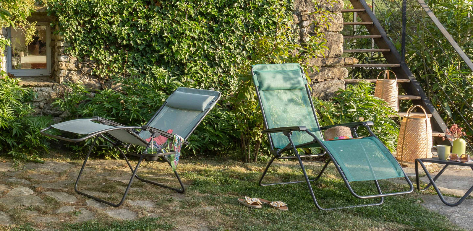 reclining chair rclip Batyline®iso chlorophylle tubing titane