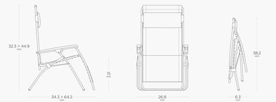 reclining chair rclip Batyline®iso chlorophylle tubing titane